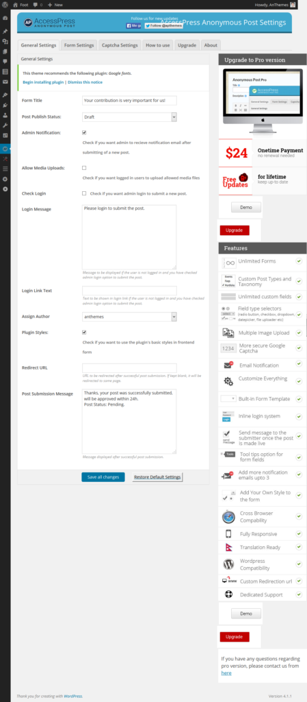 Front-end Submission Settings - Anthemes.com