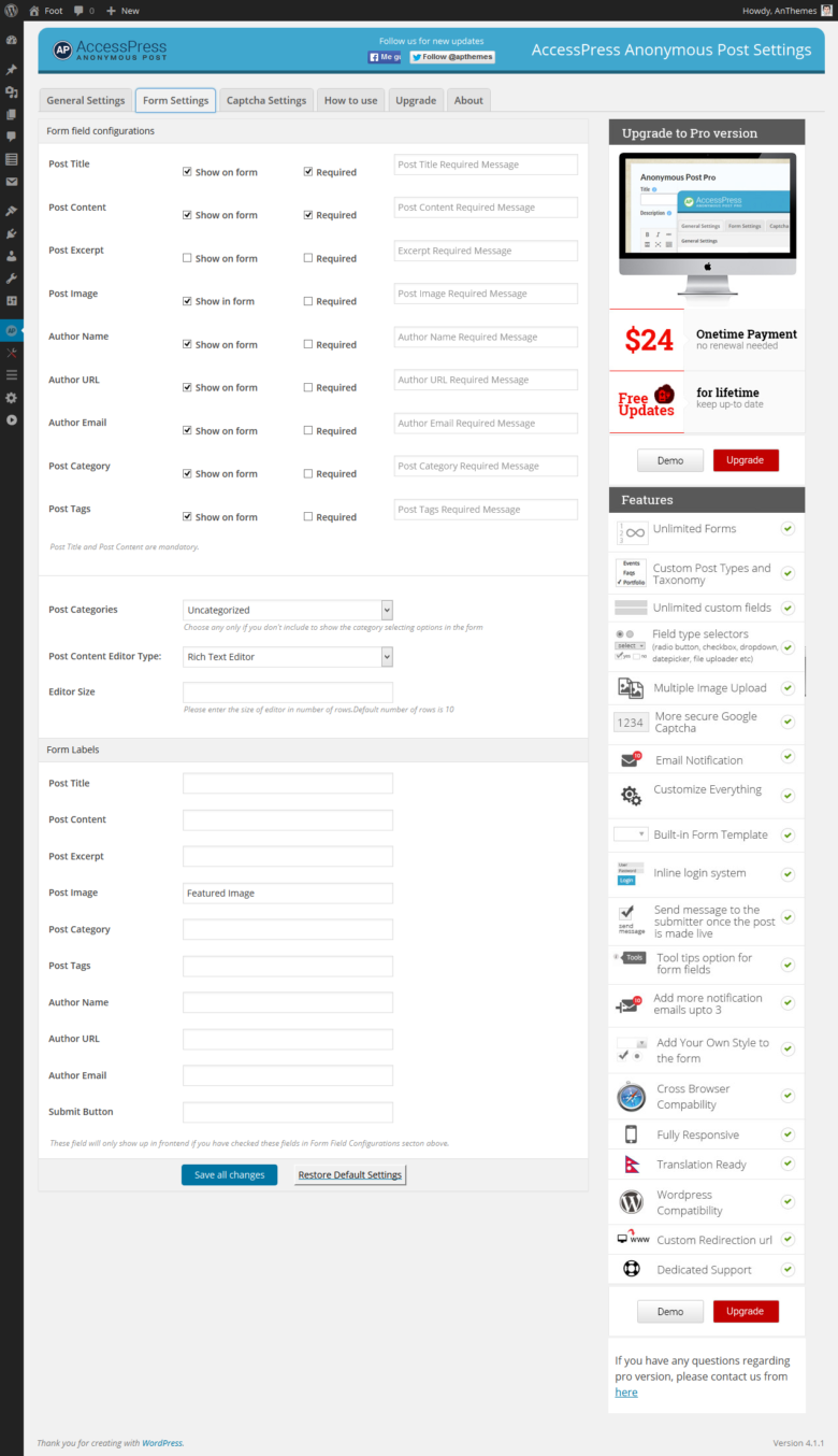 Front-end Submission Settings - Anthemes.com